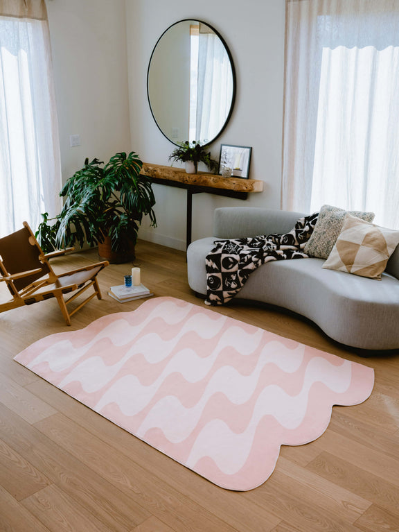 Pastel Irregular Shaped Wavy Rug by Designer Johann Banta – Lany Space